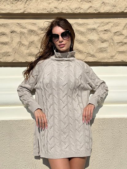 Cable Knit Jumper Dress Cozy & Stylish Knitwear Aalkami London